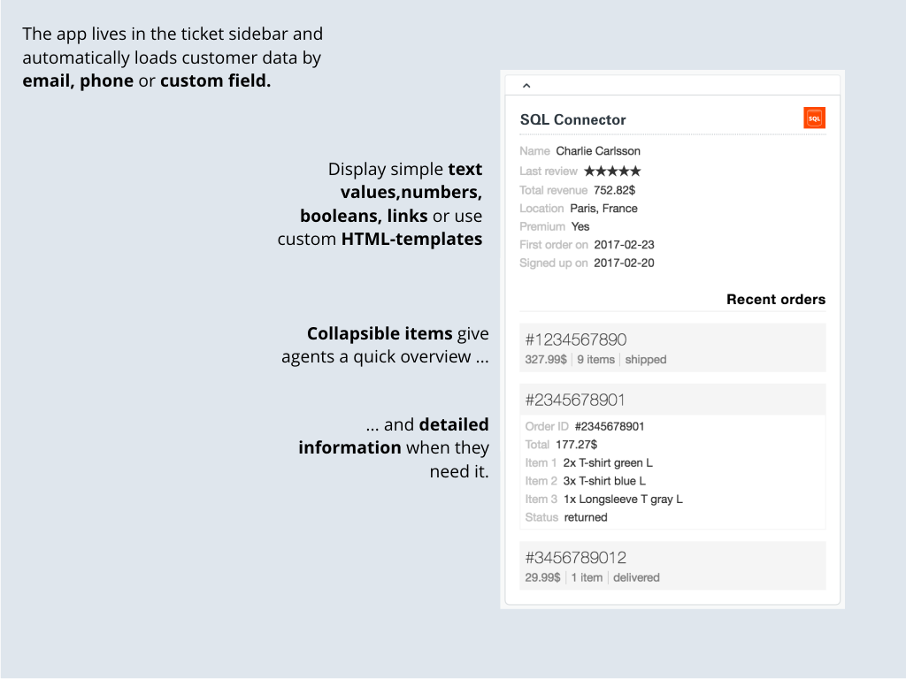 SQL Connector App Integration with Zendesk Support